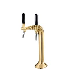 ich-zapfe Schanks&auml;ule, Bierzapfs&auml;ule - Goldfarben, 2-leitig, elegant, "Topp-Qualit&auml;t!" (Paketpreis)