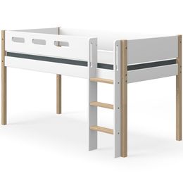 Flexa Nor halbhohes Bett Leiter senkrecht wei&szlig; / Eiche