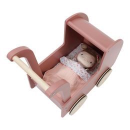 Little Dutch Puppenwagen, Puppenbuggy inkl. Stoff und Puppe: Lauflernwagen aus Holz mit Bettzeug f&uuml;r Puppen & Kuscheltiere