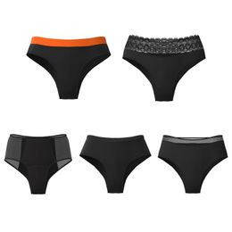 Komplettset-5 St&uuml;ck Periodenunterw&auml;sche, Menstruationsunterw&auml;sche, Periodenslip