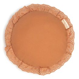 nobodinoz Kissen rund "Vera" Lochstickerei Sienna braun