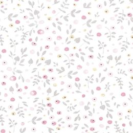 Casadeco My Little World Stoff Streubl&uuml;mchen grau rosa