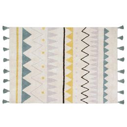 Lorena Canals Teppich Azteken Muster natur rauchblau