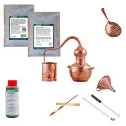 ich-zapfe Komplettset Destille, Destillierger&auml;t - Alembic, Kupfer mit Zubeh&ouml;r und G&auml;rhilfsmittel, 2L