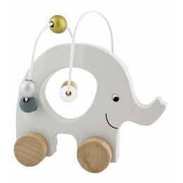 Jabadabado Kinderspielzeug, Schiebetier, Schiebespielzeug - Elefant mit Motorikschleife, Silber