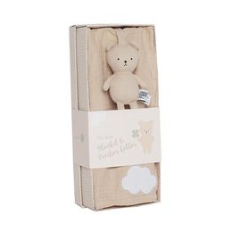 Jabadabado Geschenkset Babydecke & Schnullerhalter - Teddy, Braun