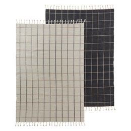 Oyoy Kinderteppich Grid anthrazit/creme
