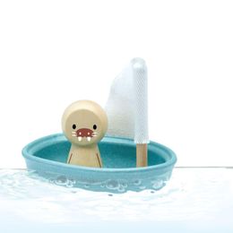 Plan Toys - Badewannen Spielzeug - Segelboot Modern Rustic, Gummibaumholz