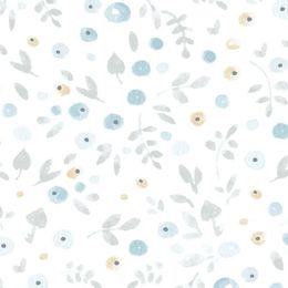 Casadeco My Little World Tapete Streubl&uuml;mchen blau grau braun