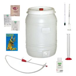 ich-zapfe Wein selber machen, Wein starterset, Weinbrauset, Weinherstellung starterset - mit Fass Kunststoff 60L, gross
