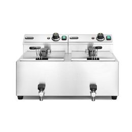 ich-zapfe Friteuse - mit Ablasshahn, 2 x 8 l, Edelstahl