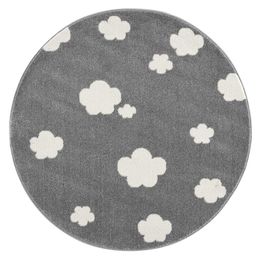 LIVONE Teppich rund Wolken grau