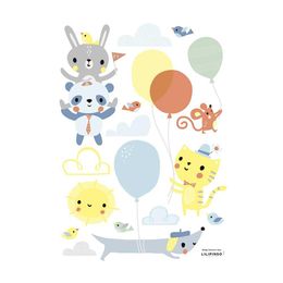 lilipinso Wandsticker A3 Fr&ouml;hliche Tiere mit Ballons mehrfarbig