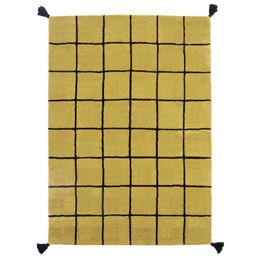 lilipinso Teppich Rasterkaro schwarz auf senf 120 x 170 cm