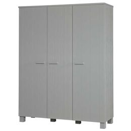 WOOOD - Schrank Dennis, 3-t&uuml;rig, Kiefer, 202x158x55 cm, Betongrau