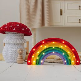 Little Lights Nachtlicht Kinder, Nachtlampe Regenbogen - 100% Kiefernholz natur