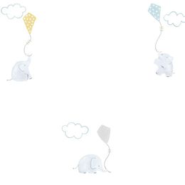 Casadeco My Little World Tapete Elefanten blau grau lime