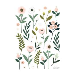 lilipinso Wandsticker A3 Bl&uuml;ten und Bl&auml;tter rosa gr&uuml;n