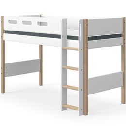 Flexa Nor mittelhohes Bett Leiter gerade wei&szlig; / Eiche
