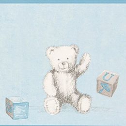 Casadeco Douce Nuit Bord&uuml;re Teddyb&auml;r grau blau