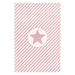 LIVONE Teppich Stern & Diagonal Streifen rosa