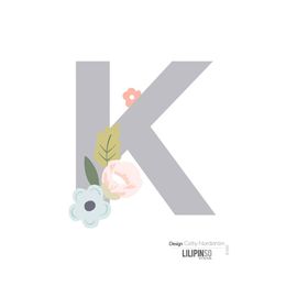 lilipinso Sticker Buchstabe mit Bl&uuml;ten grau rosa pastell K