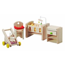 Plan Toys - Puppenm&ouml;belset Set - Schlafzimmer Baby, Gummibaumholz