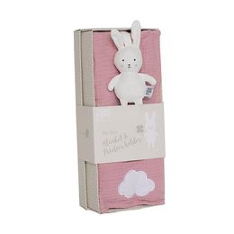 Jabadabado Geschenkset Babydecke & Schnullerhalter - Bunny, Rosa