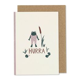 Ava & Yves Klappkarte Geburt Frosch "Hurra M&auml;dchen"