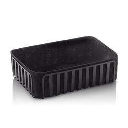 ich-zapfe Brotkorb - schwarz metall, Baumwolle 28,5 x 18,5 x 8 cm