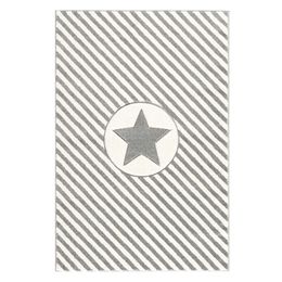 LIVONE Teppich Stern & Diagonal Streifen grau