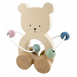 Jabadabado Kinderspielzeug, Schiebetier, Schiebespielzeug - Teddy mit Motorikschleife