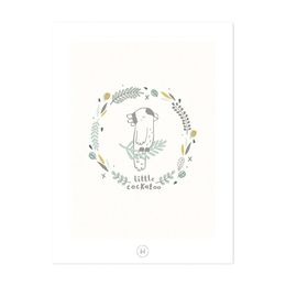 lilipinso Poster Kleiner Kakadu creme gr&uuml;n grau