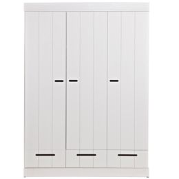 WOOOD Schrank 3 t&uuml;rig erweiterbar Schubladen Holz weiss