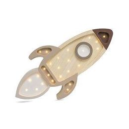 Little Lights Nachtlicht Kinder, Nachtlampe Raketenschiff - 100% Kiefernholz natur