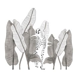 lilipinso Wandsticker XL Leopard mit Bl&auml;ttern grau