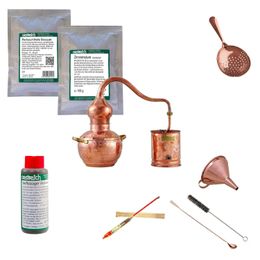 ich-zapfe Komplettset Destille, Destillierger&auml;t - Alembic Premium mit Zubeh&ouml;r und G&auml;rhilfsmittel, Kupfer 1L