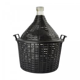 ich-zapfe Weinballon, Glasballon, Dame Jeanne im Weidenkorb - 15L, normale &Ouml;ffnung + Kunststoffstopfen