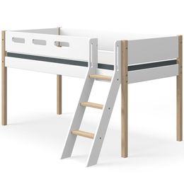 Flexa Nor halbhohes Bett Leiter schr&auml;g wei&szlig; / Eiche