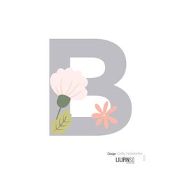 lilipinso Sticker Buchstabe mit Bl&uuml;ten grau rosa pastell B