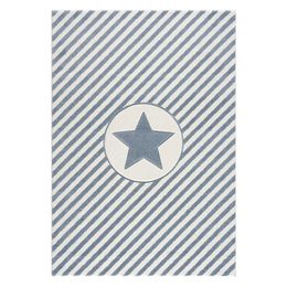LIVONE Teppich Stern & Diagonal Streifen blau