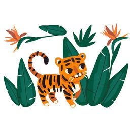 lilipinso Wandsticker A3 Tiger mit Pflanzen gr&uuml;n orange