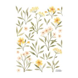 lilipinso Wandsticker A3 Bl&uuml;ten und Bl&auml;tter gr&uuml;n rosa gelb