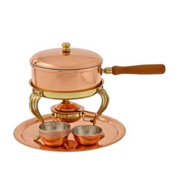 ich-zapfe Vollst&auml;ndiges Fondue, Fonduetopf - aus Kupfer mit Zinnschicht hergestellt.