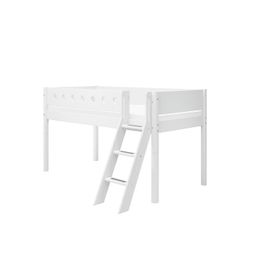 Flexa Halbhohes Hochbett, Kinderbett mit Schr&auml;gleiter - MDF und Kiefer, 90x200 cm, Absturzsicherung