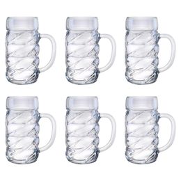 ich-zapfe Bierglas, Bierkrug, Ma&szlig;krug, Bierseidel 6er Set Biergl&auml;ser, Diamond - 1 Liter