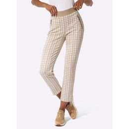 WITT Damen Schlupfhose im Jacquard-Jersey, beige-ecru-gemustert, Gr&ouml;&szlig;e 40