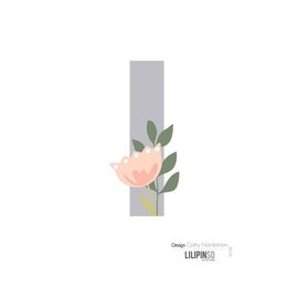 lilipinso Sticker Buchstabe mit Bl&uuml;ten grau rosa pastell I