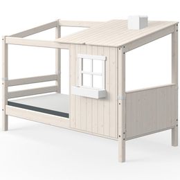Flexa Einzelbett Haus mit halbem Dach weiss