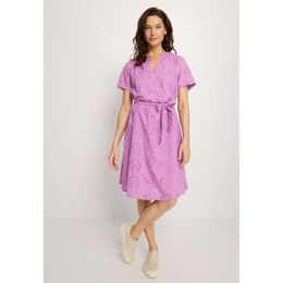 Lascana Blusenkleid violett Gr. 34 f&uuml;r Damen. Tiefer V-Ausschnitt und Stickerei. Figurumspielend. Nachhaltig.